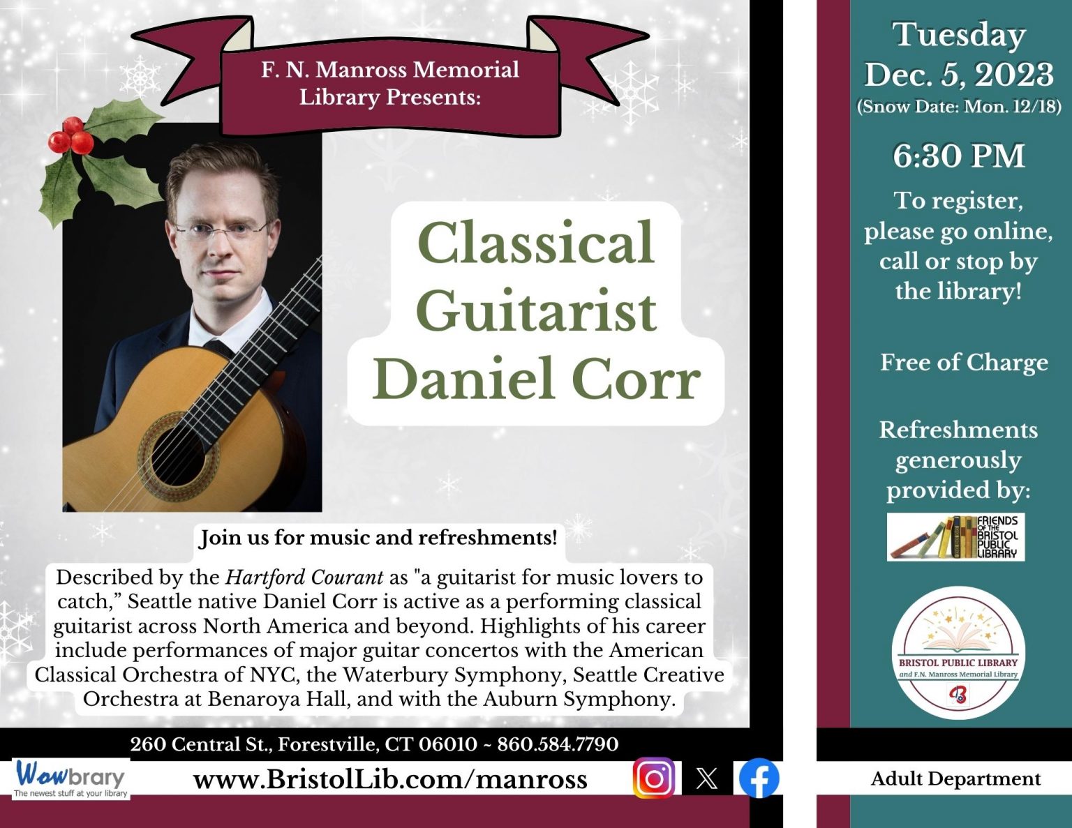 Classical Guitarist: Daniel Corr - Bristol Public Library