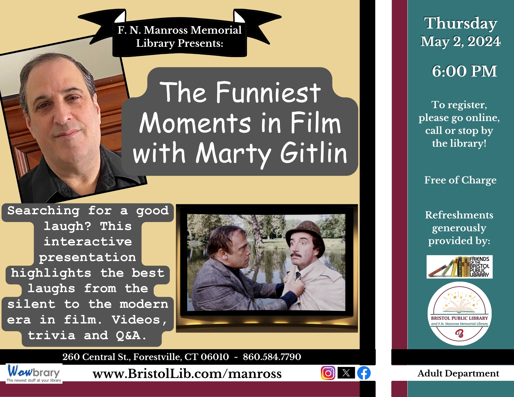 The Funniest Moments in Film with Marty Gitlin - Bristol Public Library