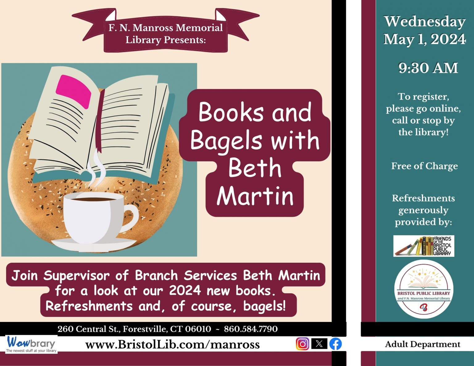 Books & Bagels with Beth Martin - Bristol Public Library