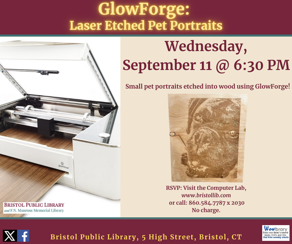 Glow Forge: Laser Etched Pet Portraits - Bristol Public Library