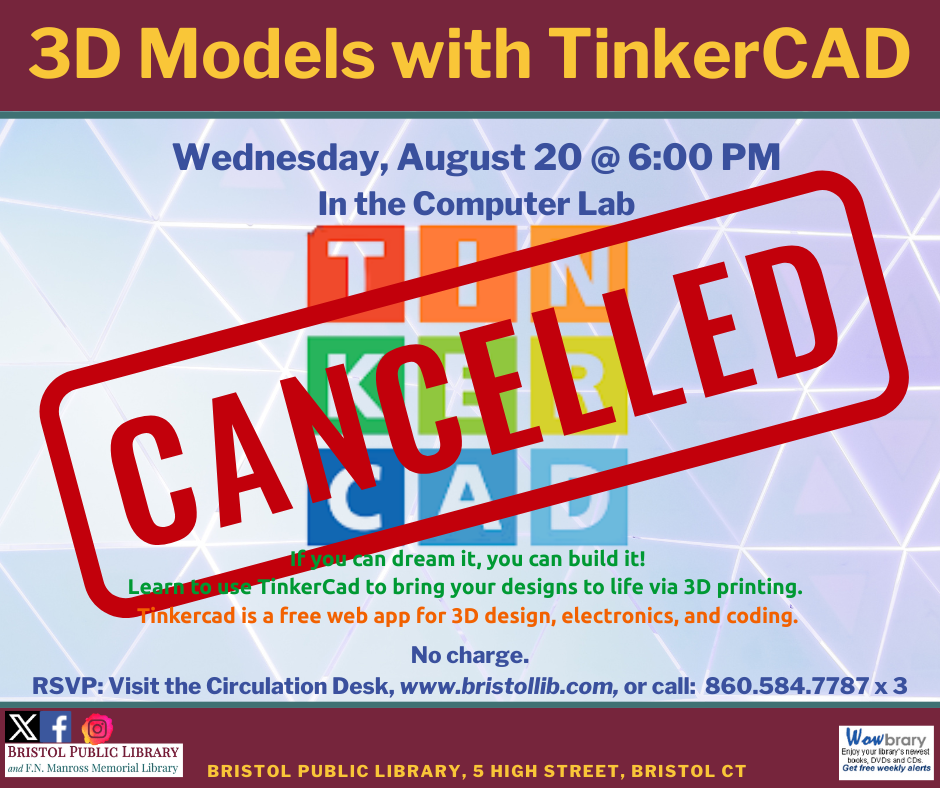 Cancelled: Create Custom 3D Models with Tinkercad Workshop - Bristol ...