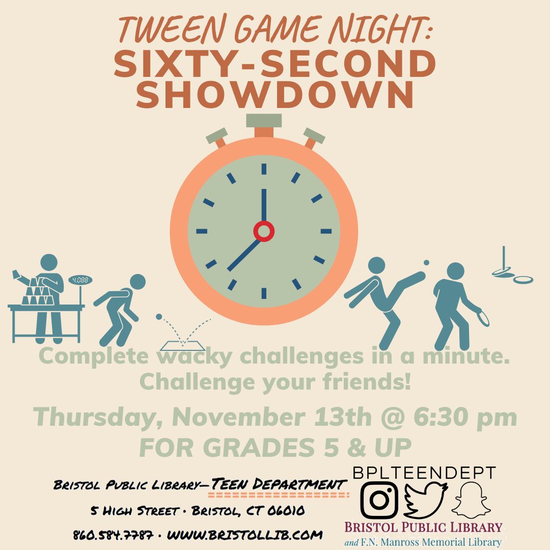 TWEEN GAME NIGHT: Sixty-Second Showdown - Bristol Public Library